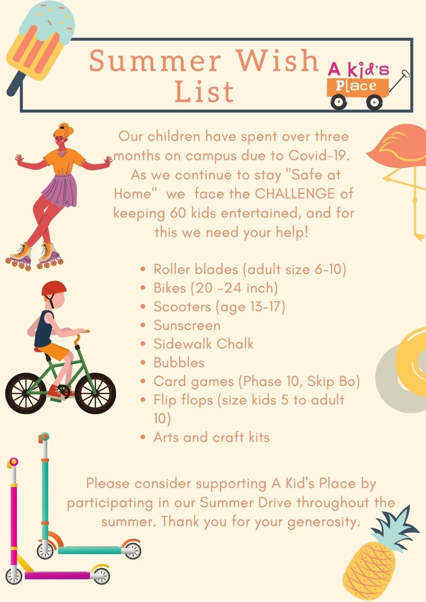 Summer Wish List 2020 | A Kid's Place of Tampa Bay